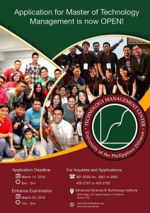 Application for Master of Technology Management is now OPEN ...