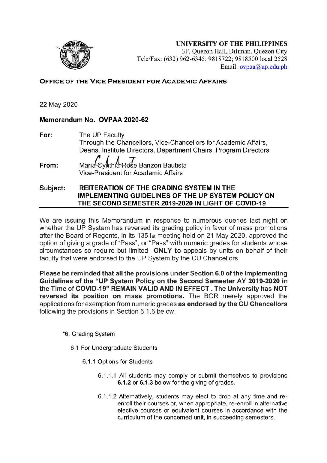 UPD Post-ECQ Guidelines - University of the Philippines Diliman