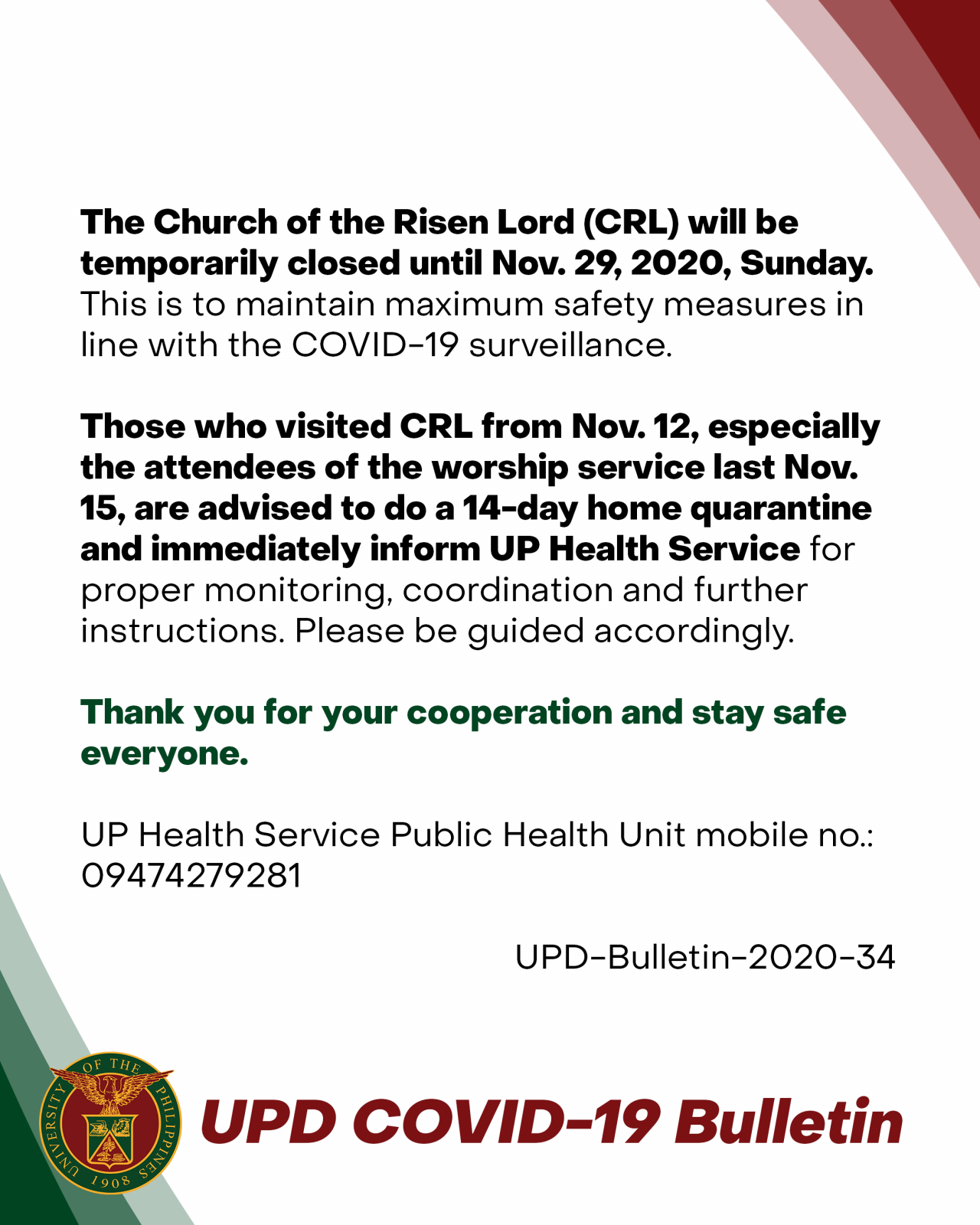 UP Diliman Bulletin 2020-34 - University of the Philippines Diliman