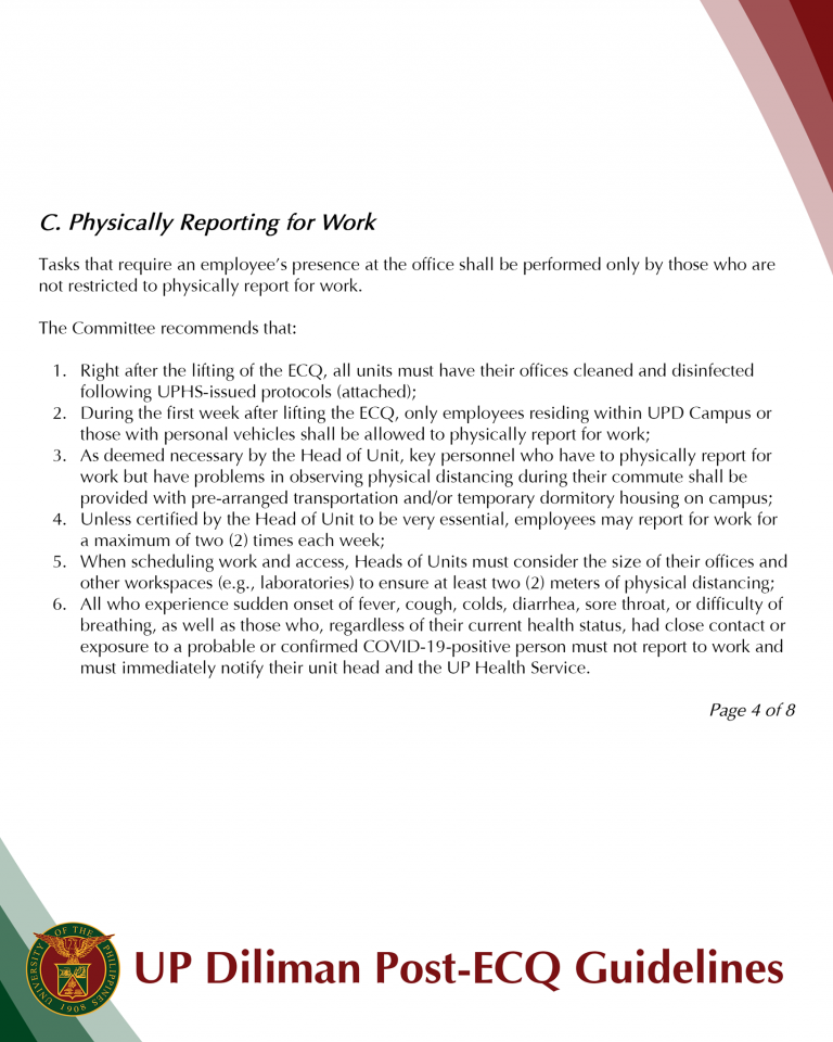 UPD Post-ECQ Guidelines - University of the Philippines Diliman