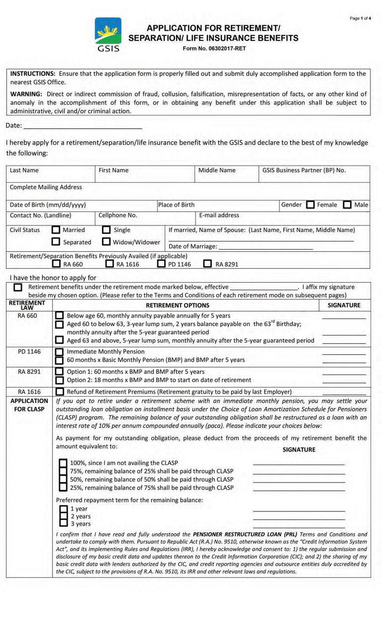 Retirement Forms (GSIS & Letter of Intent to retire) for submission ...