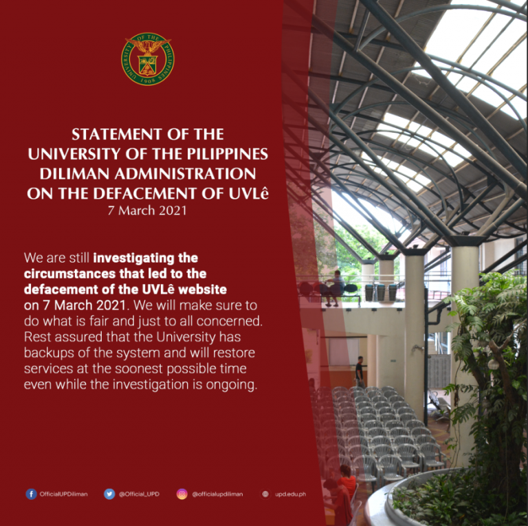 Statement of UP Diliman Administration on UVLe Defacement - University ...