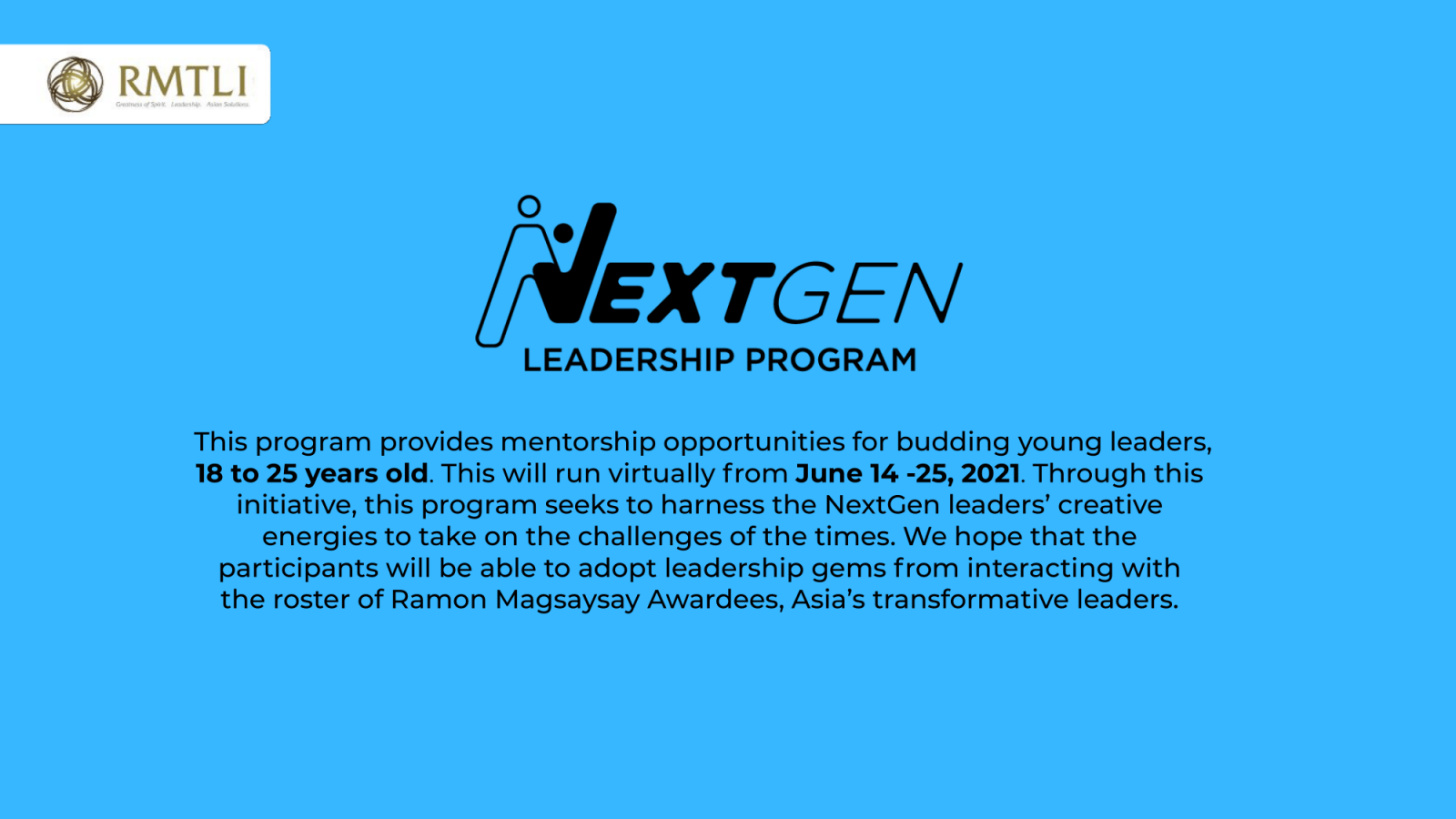CALL FOR APPLICATIONS: RMTLI - A NextGen Leadership Program - University of the Philippines Diliman