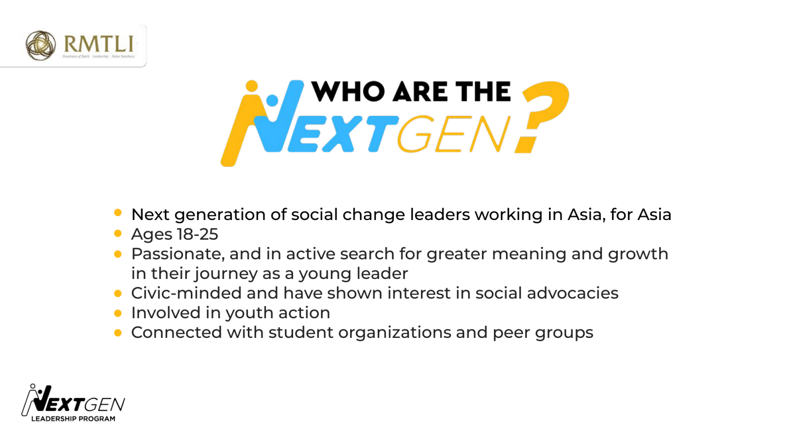 CALL FOR APPLICATIONS: RMTLI - A NextGen Leadership Program - University of the Philippines Diliman