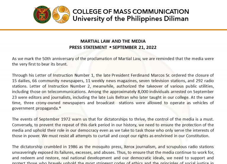 Statement of the UP Diliman Chancellor on Social Media Attacks on Judge ...