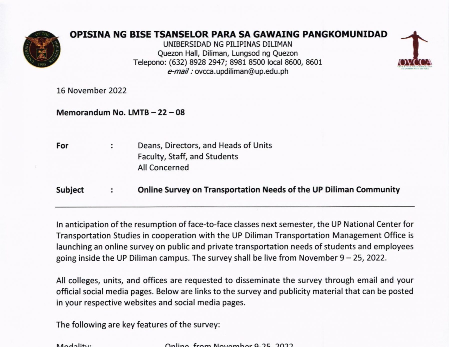 Memorandum No. LMTB-22-07: UP Vehicle Sticker for Academic Year 2022 ...