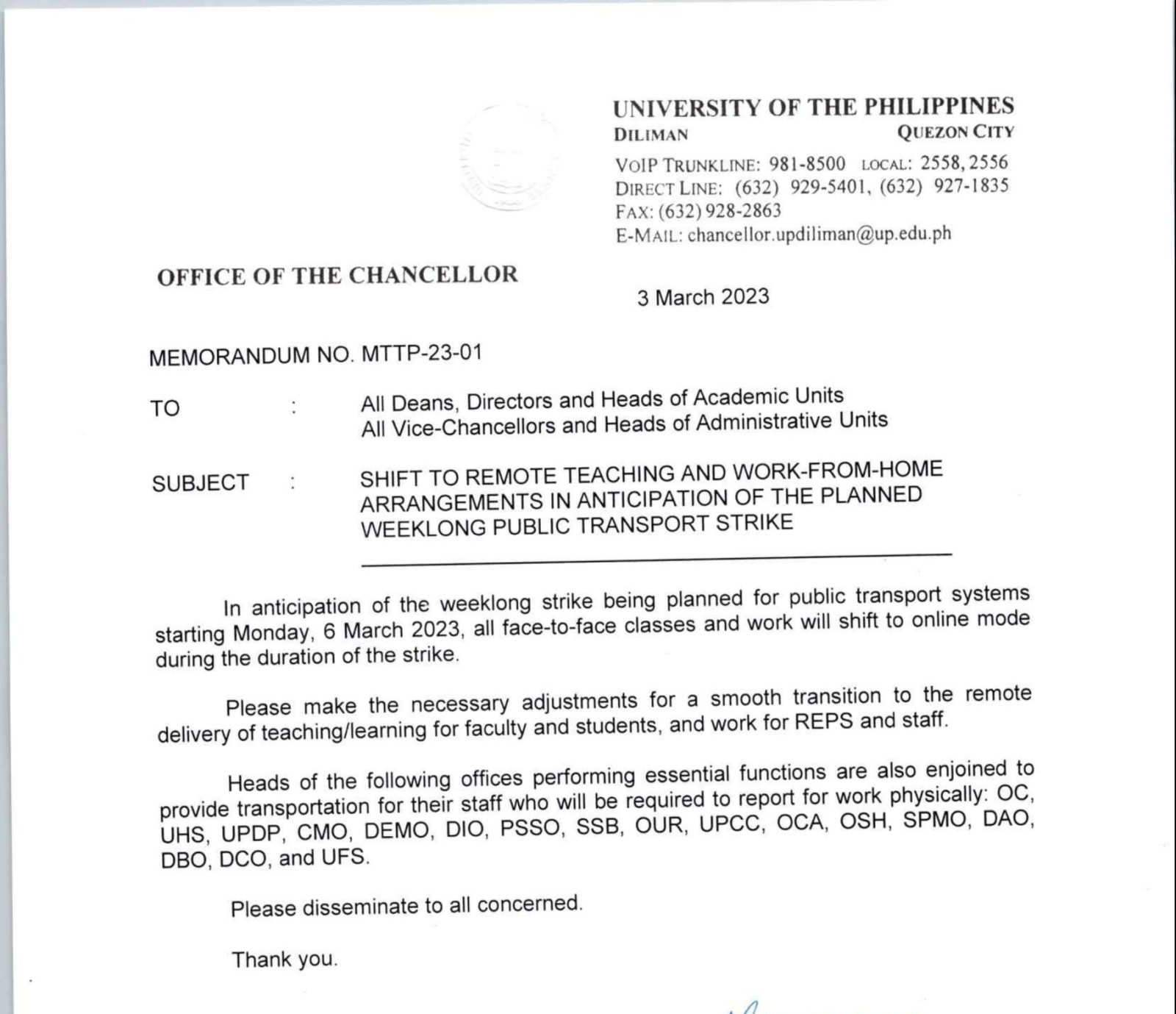 Memorandum No. FRN-22-007: Updated Guidelines for Physically Reporting ...