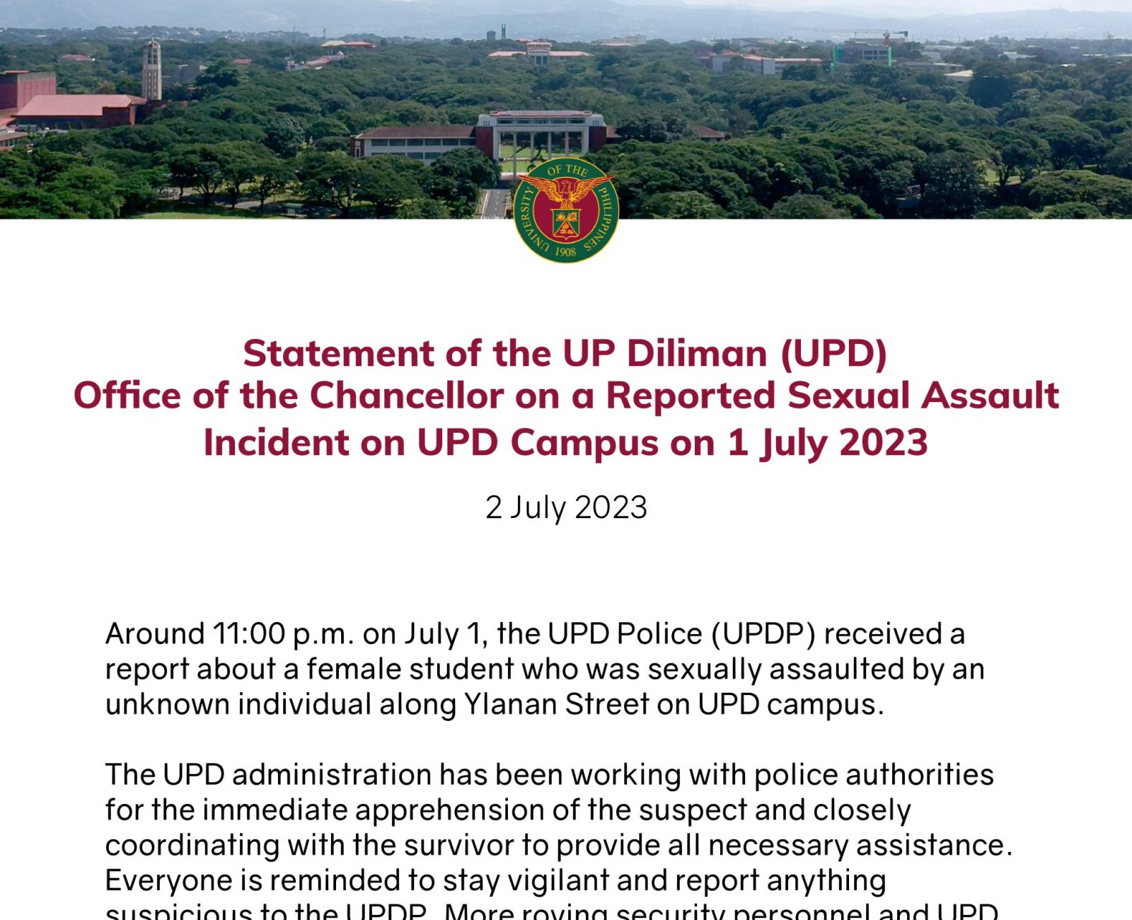 Statement of Support of the UP Diliman University Council for the ...