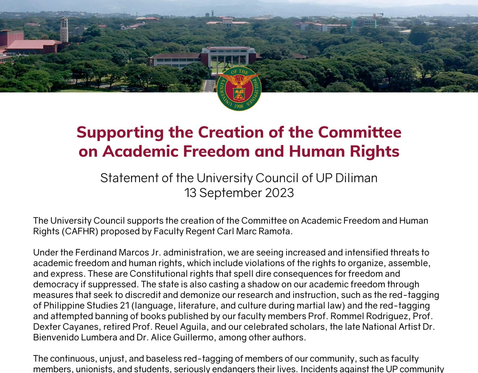 Statement by the Faculty of UP Diliman Artificial Intelligence (AI ...