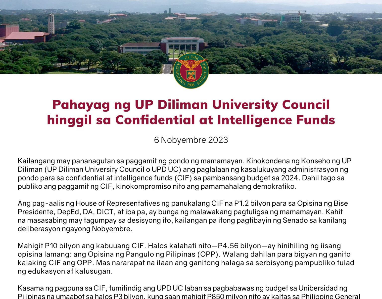 Statement by the Faculty of UP Diliman Artificial Intelligence (AI) Program on the Use of AI ...