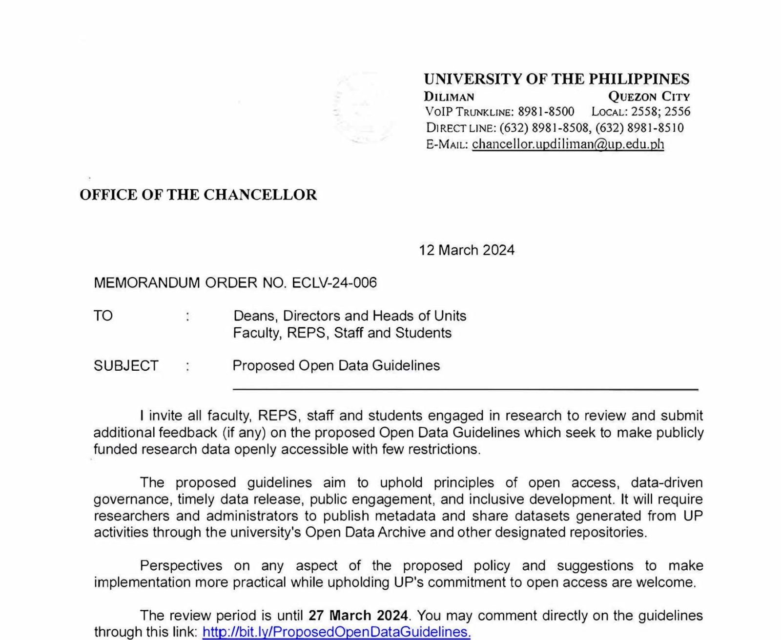 Memorandum No. RLJ-23-01: UP Diliman Vehicle Sticker Application and ...