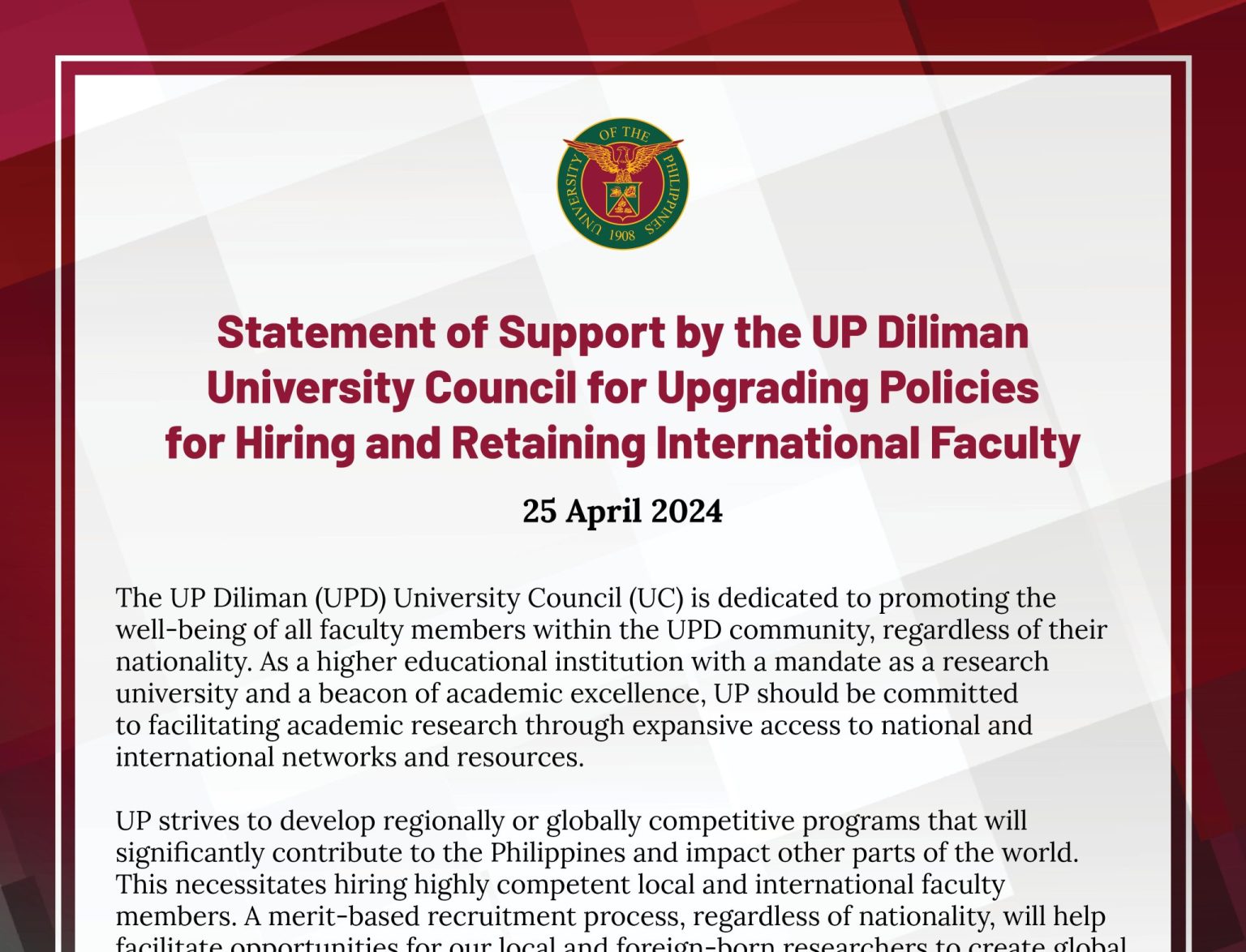 Statement by the Faculty of UP Diliman Artificial Intelligence (AI ...