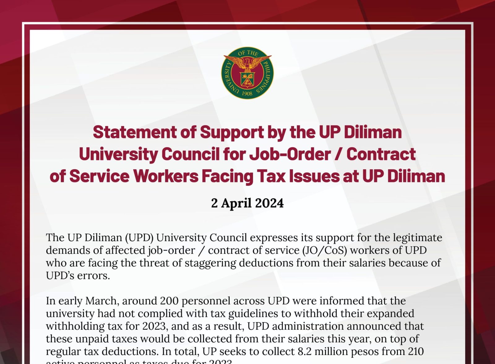 Statement by the Faculty of UP Diliman Artificial Intelligence (AI ...