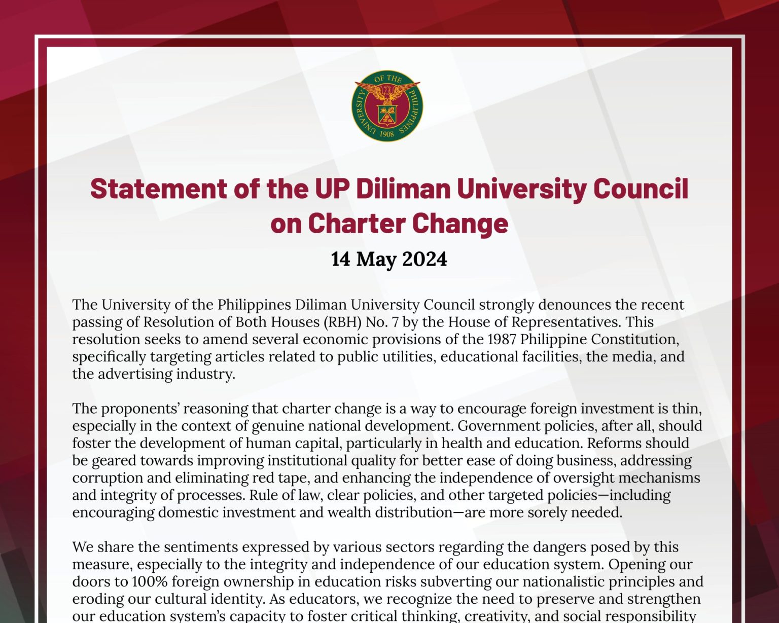 Statement by the Faculty of UP Diliman Artificial Intelligence (AI ...