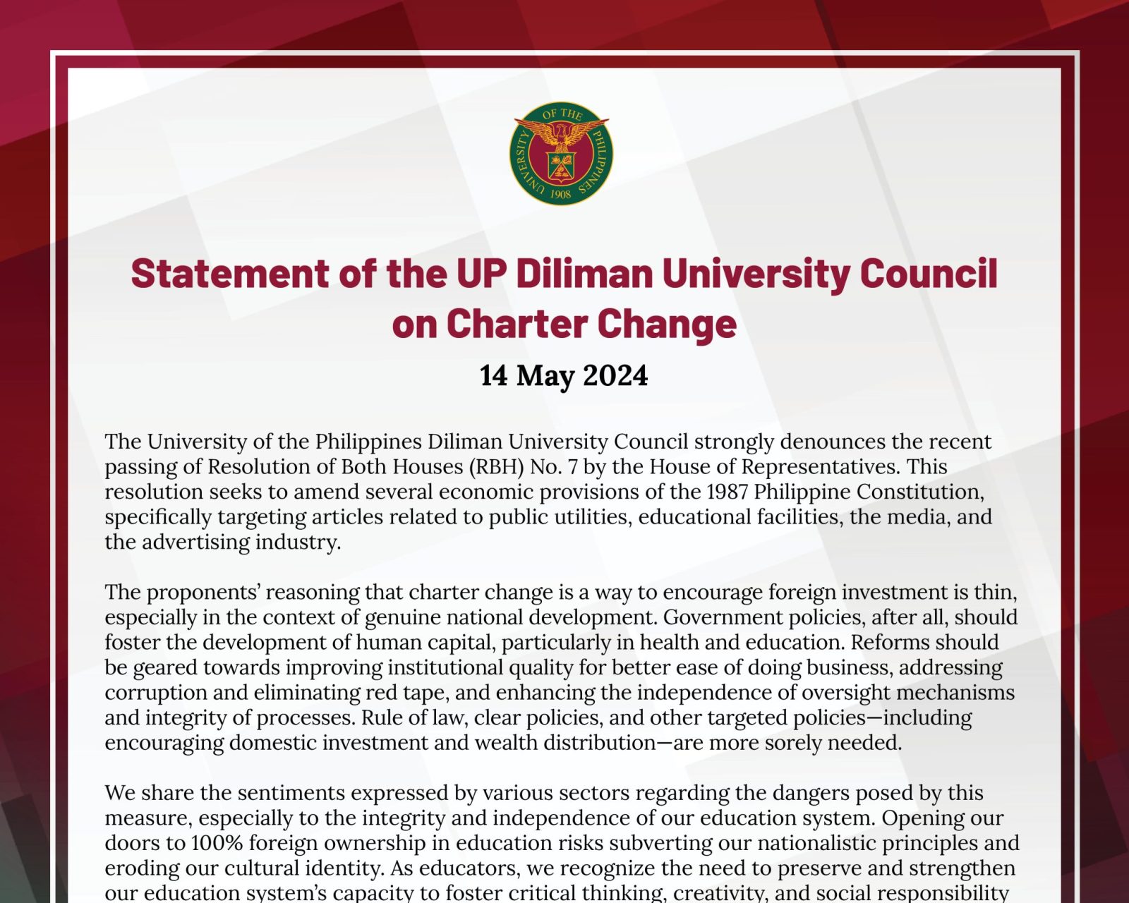 Statement by the Faculty of UP Diliman Artificial Intelligence (AI ...