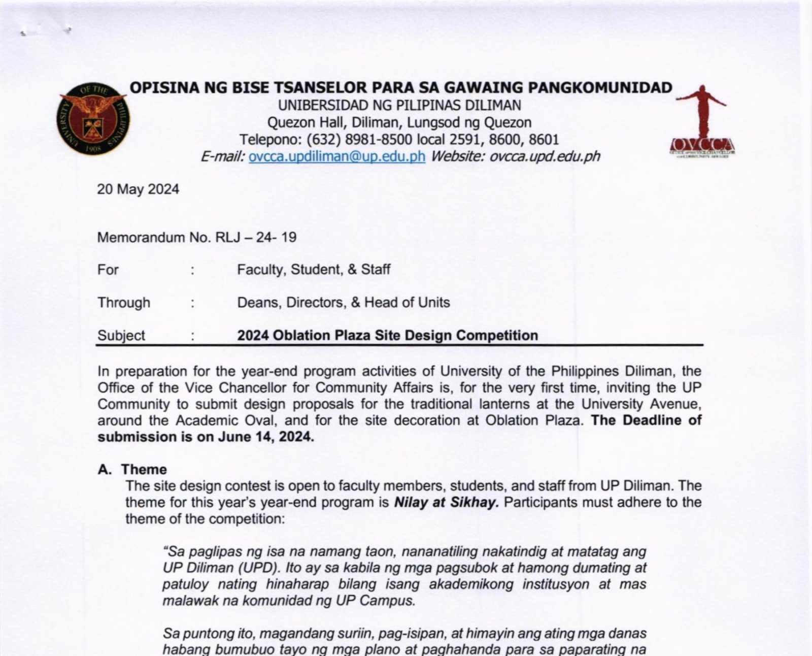 Memorandum No. RLJ-23-01: UP Diliman Vehicle Sticker Application and ...