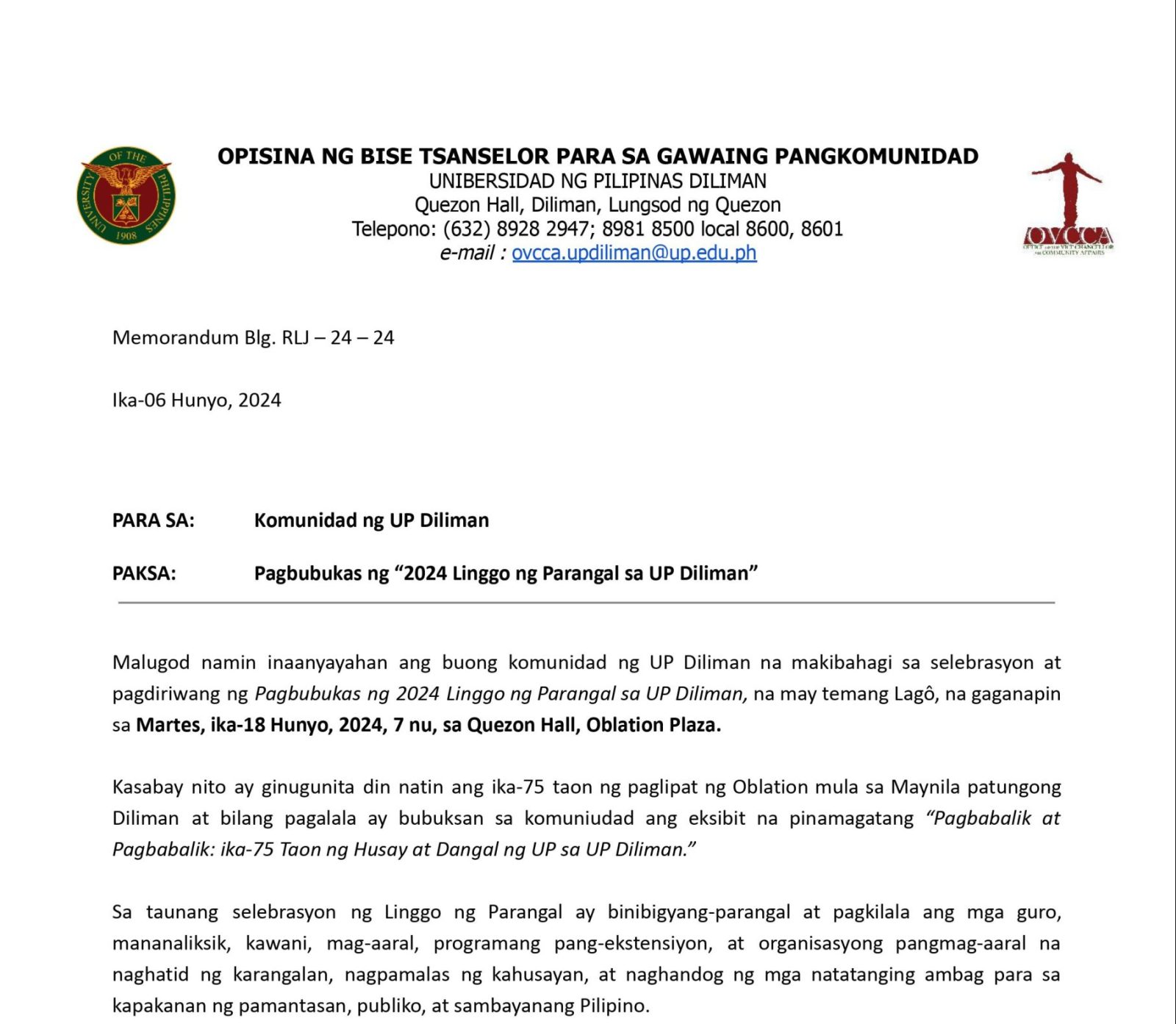 Pabatid mula sa UP Diliman Cash Office Pabatid mula sa UP Diliman Cash Office