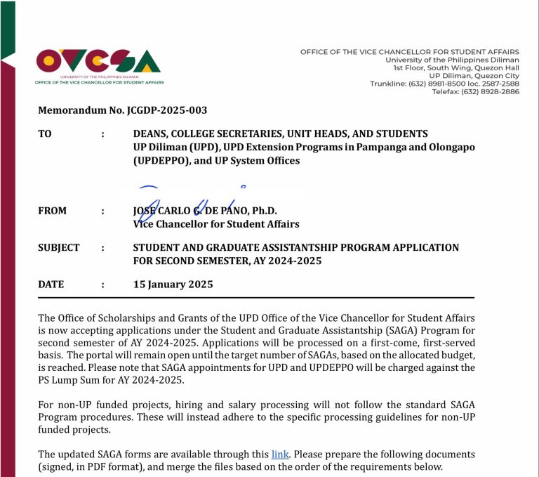 Memorandum No. RLJ-23-01: UP Diliman Vehicle Sticker Application and Request for UPD Gate Pass ...