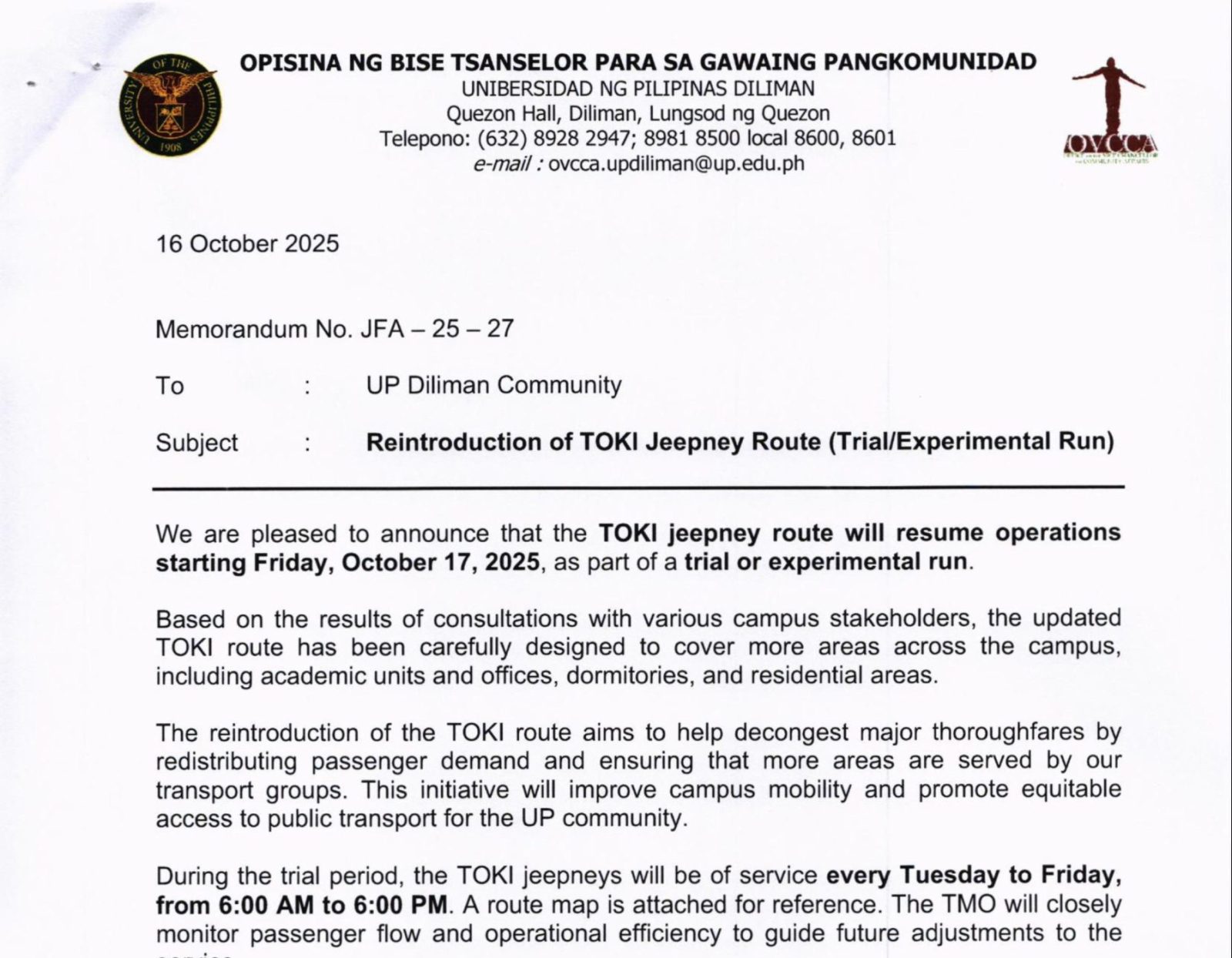 Announcement From the UP Diliman Office of the Chancellor on Suspension ...